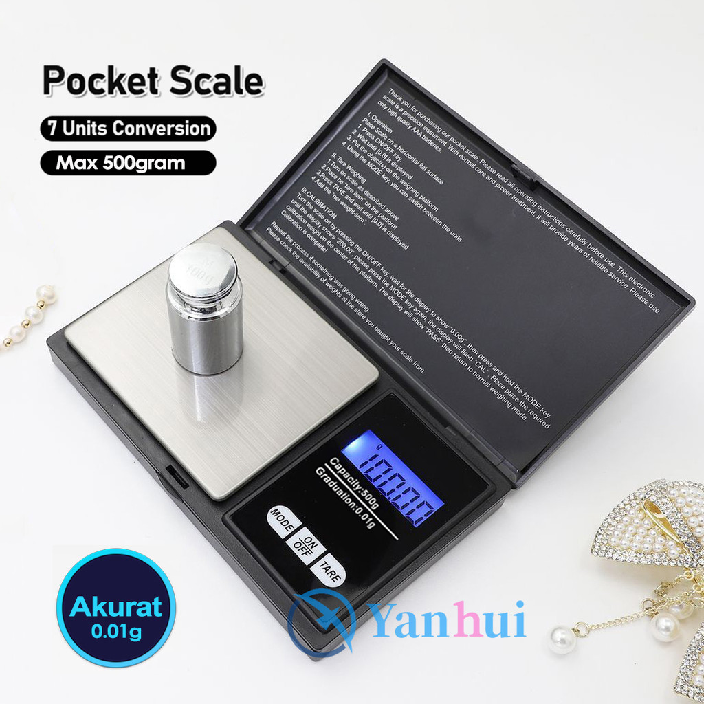 Jual Timbangan Emas Digital Pocket Scale 500/0.01 g Timbangan Perhiasan ...
