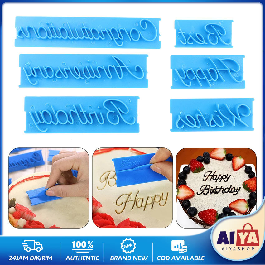 Jual 6 Pcs Alphabet Stamp Cake Set Cetakan Embosser Tulisan Huruf Happy ...
