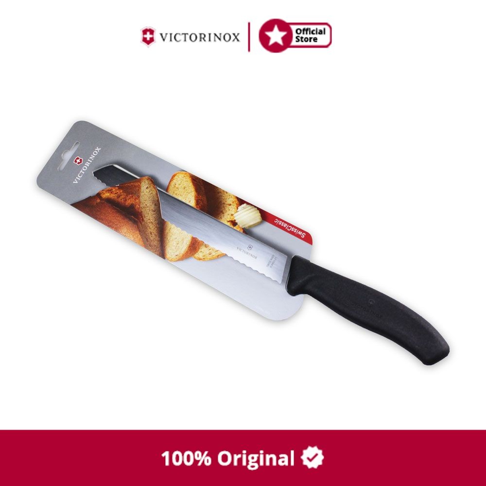 Jual Victorinox 21 cm Pisau Roti - Hitam Bread Knife Pisau Pemotong ...