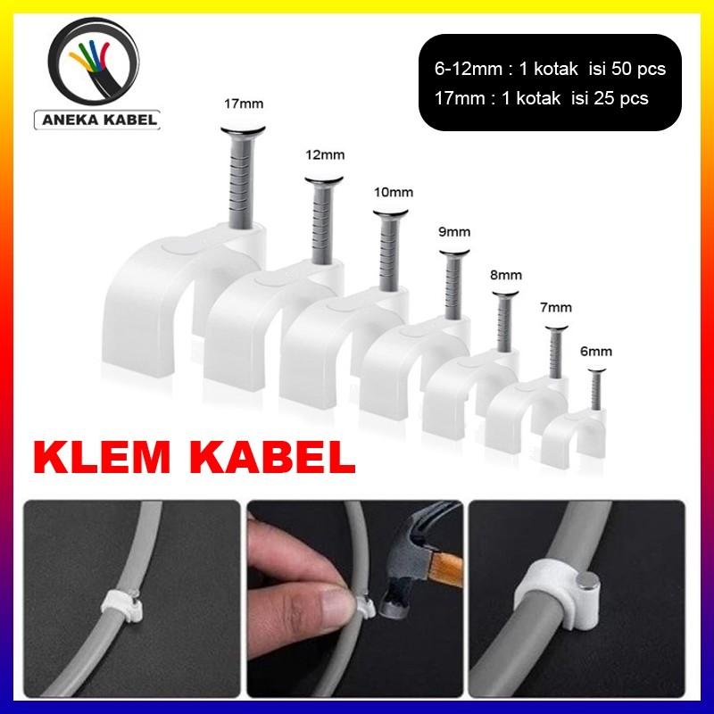Jual (ISI PER 50PCS) Klem Kabel Listrik / Klem Paku Beton / Klem Kabel ...
