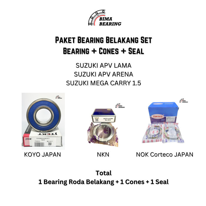 Jual PAKET BEARING RODA BELAKANG SEAL SIL CONES SET SUZUKI APV LAMA ARENA MEGA CARRY 1.5 KOYO ...