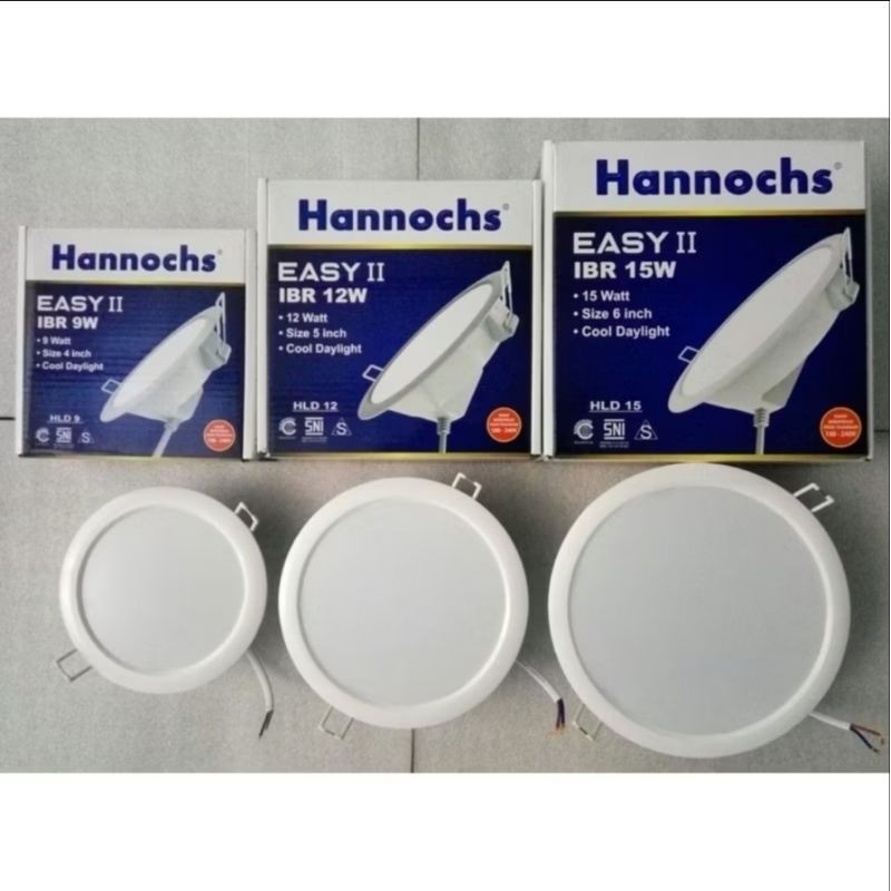 Jual Hannochs Easy LED Panel Downlight LED bulat 3W/5W/7W/9W/12W/15W/20W Cahaya Putih | Shopee ...