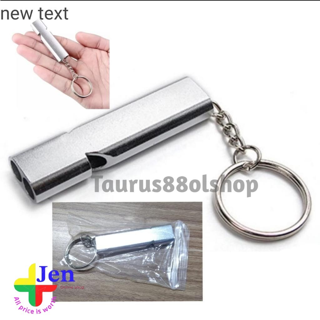 Jual peluit 2 lubang aluminium peluit survival peluit double gantungan ...