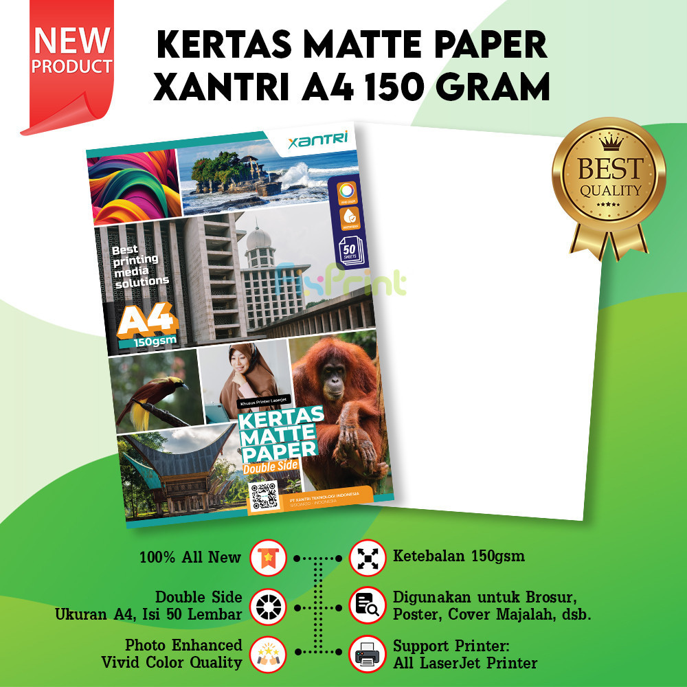 Jual Kertas Matte A4 150gsm 1 pack/ 50 Lembar Paper Double Side ...