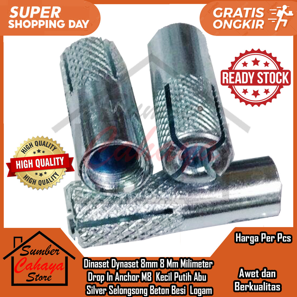 Jual Dinaset Dynaset 8mm 8 Mm Milimeter Drop In Anchor M8 Kecil Putih ...