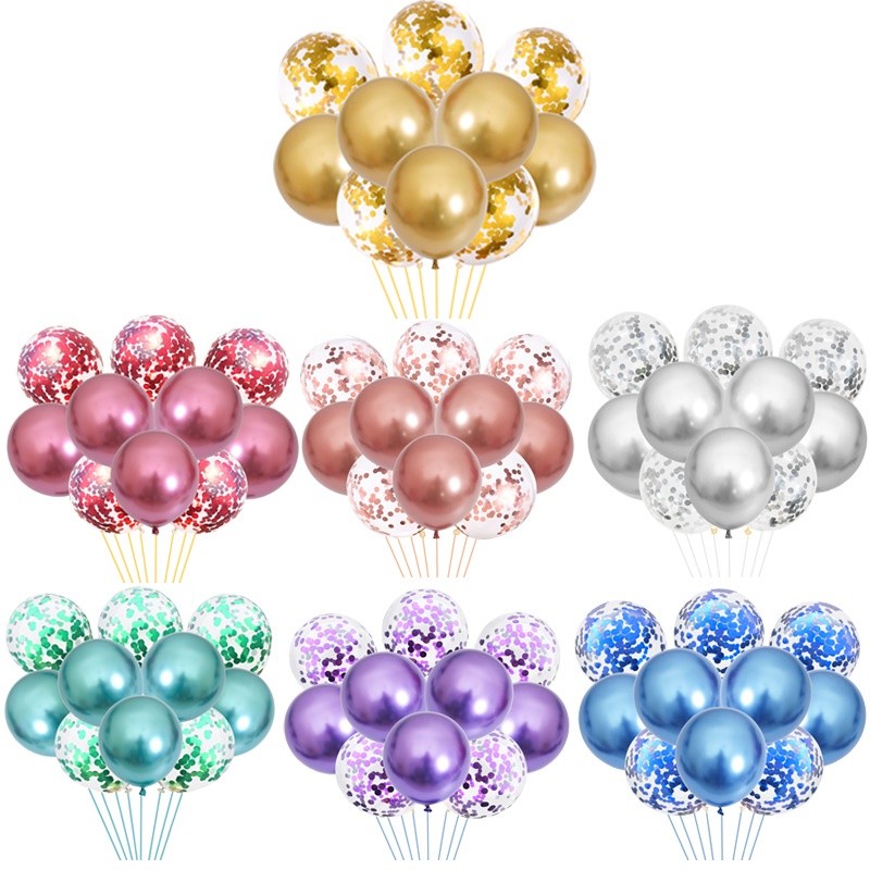 Jual Balon Ulang Tahun konfeti set paket balon ultah latex isi Glitter ...