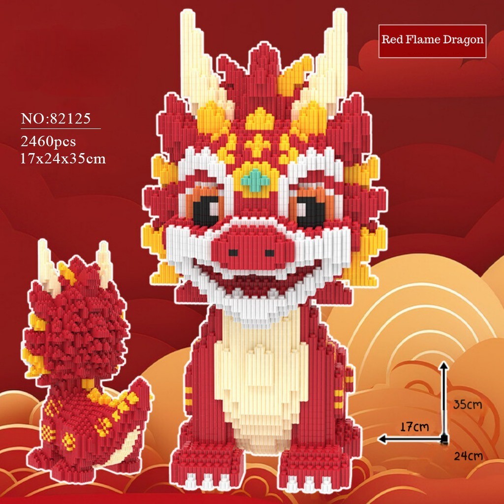 Jual Mainan Nano Block CNY New Year Red Flame Dragon Medium Bricks ...