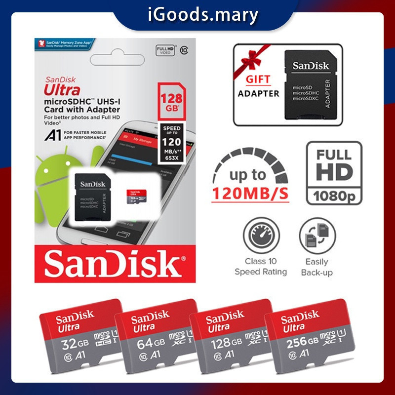 Jual 150MB/S Memory Card with Adapter 32/64/128/256GB CLASS 10 MicroSD ...