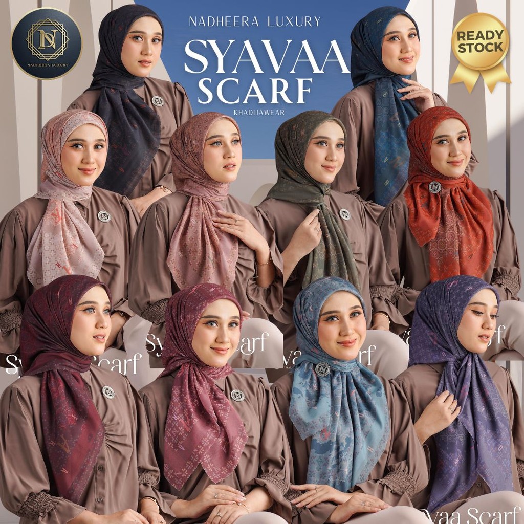 Jual NADHEERA LUXURY SYAVAA Scarf kerudung segiempat motif voal syava ...