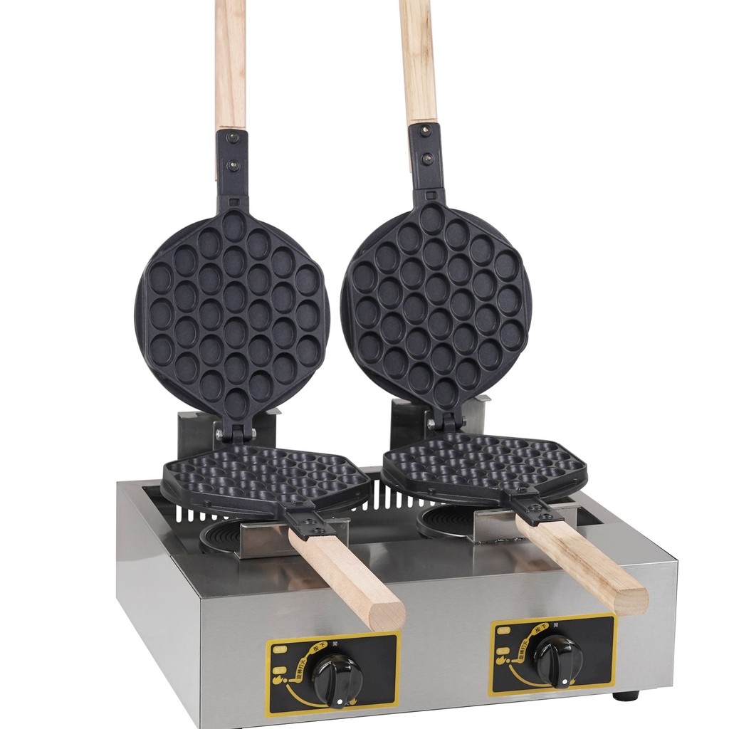 Jual Commercial Gas Double Head Non-Stick Bubble Egg Waffle Machine ...
