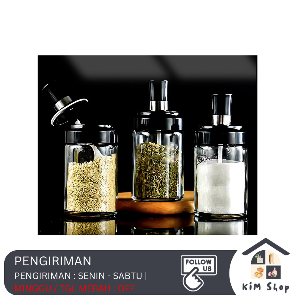 Jual KIM SHOP Botol Bumbu Dapur Kaca + Sendok Tempat Wadah Bumbu Merica ...