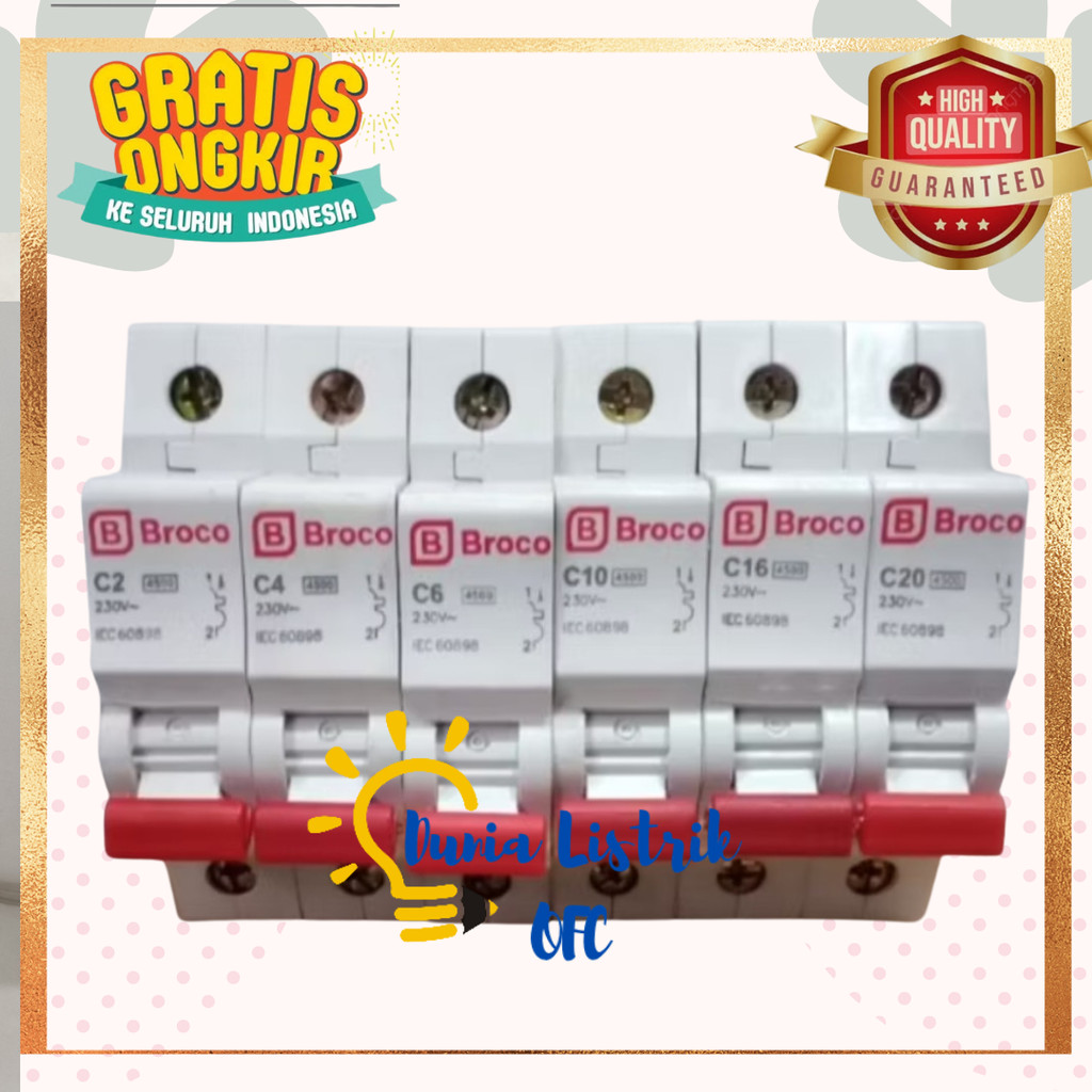 Jual MCB 1P 2A 17302C Broco SNI MCB 2A Broco Original MCB SNI MCB ...