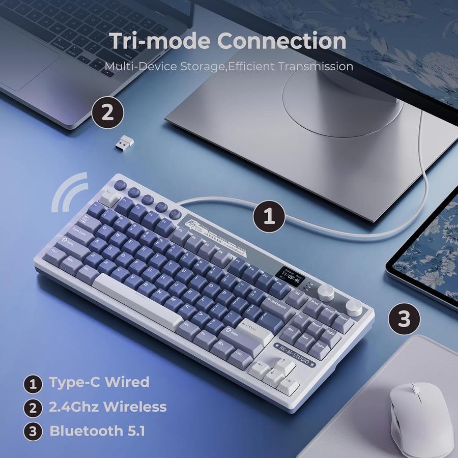 Jual Royal Kludge RK M87 Wireless Mechanical Gaming Keyboard TKL 85% ...