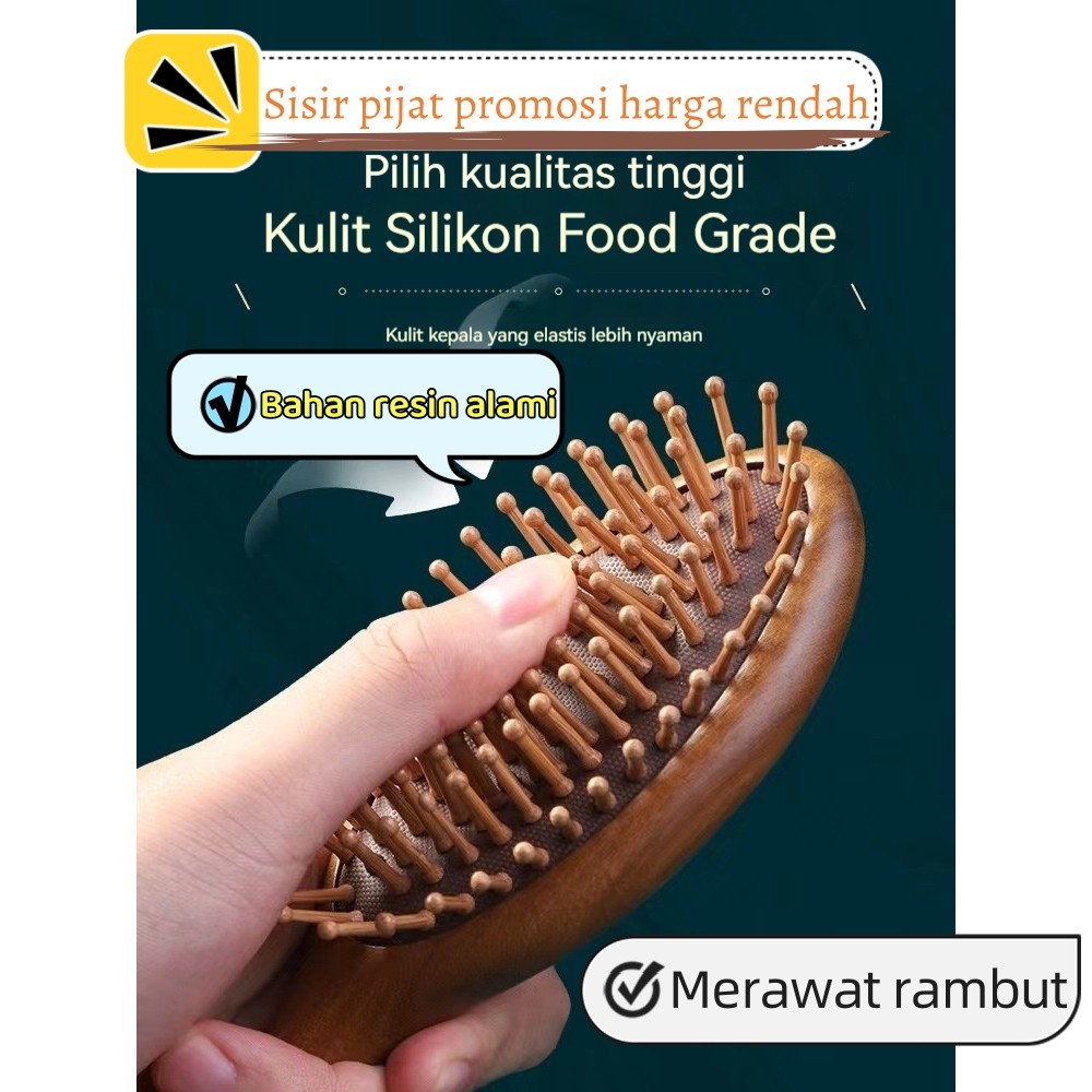 Jual Sisir kayu antistatik, sisir pijat anti rontok, mudah dibawa ...