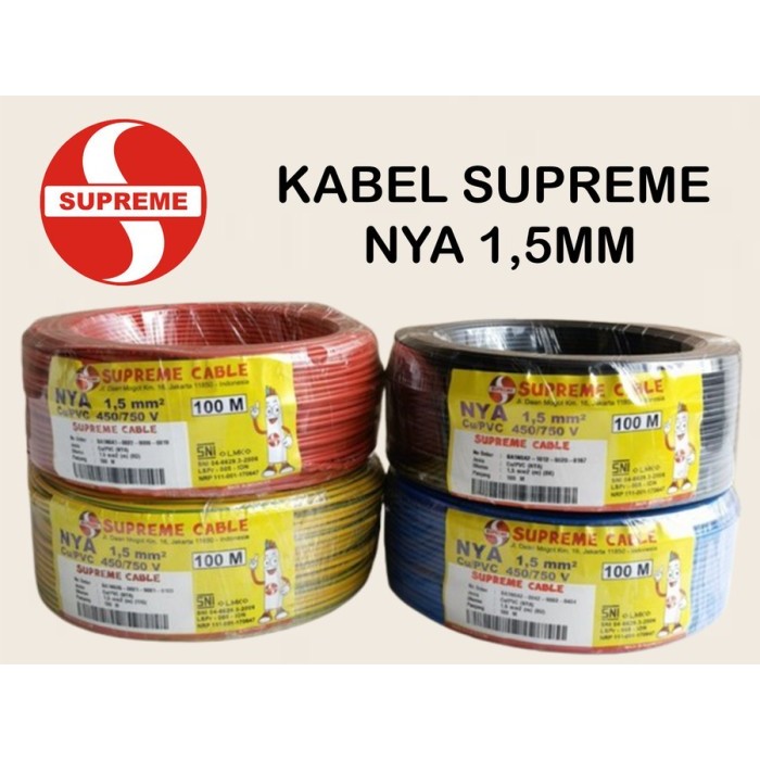 Jual KABEL TUNGGAL NYA 1,5MM 1,5 MM 1X1.5 KAWAT SUPREME ECERAN METERAN | Shopee Indonesia