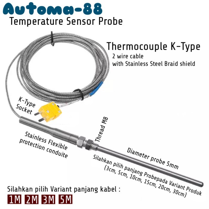 Jual FC99 Temperature Sensor probe Type-K mini jack Digital thermometer ...
