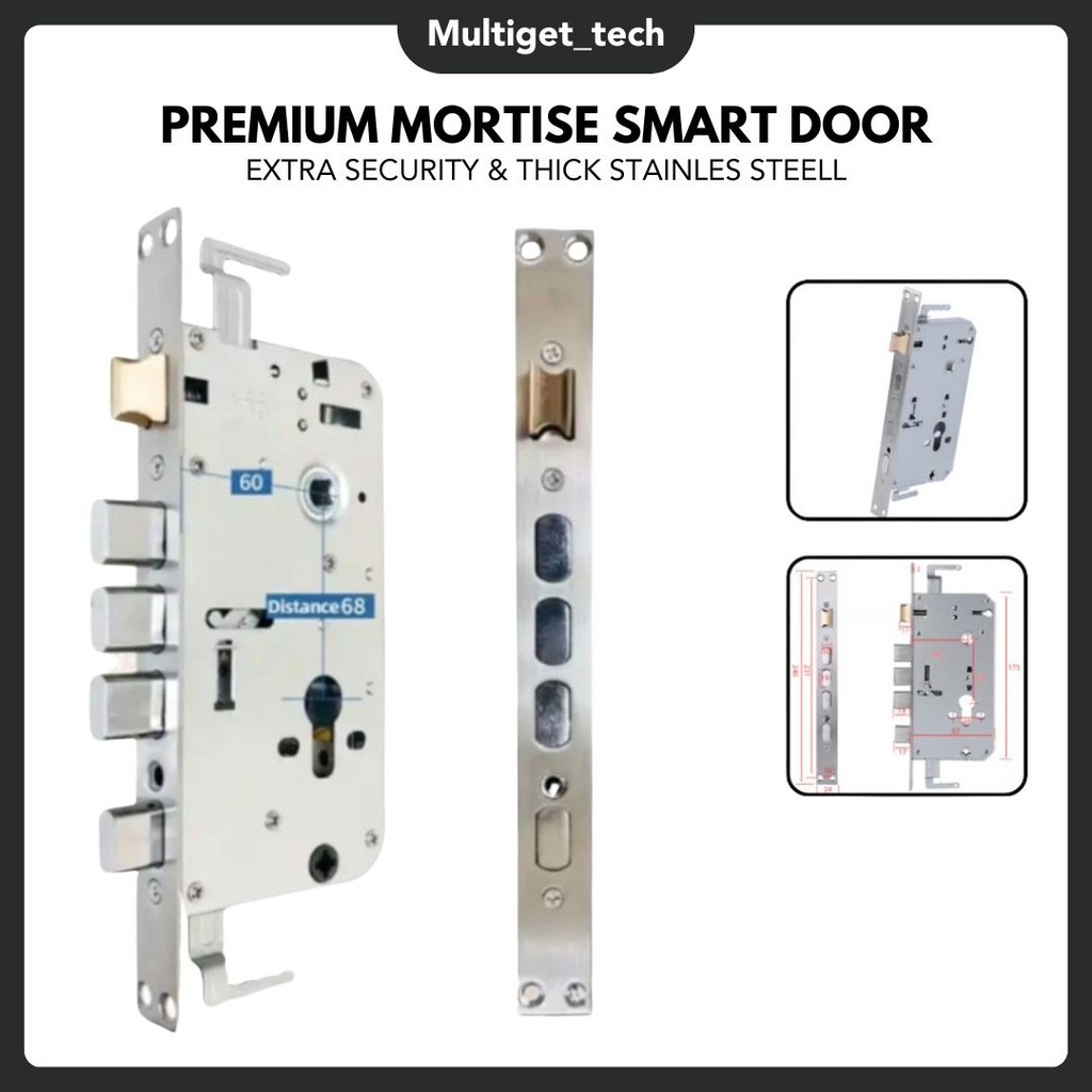 Jual Smart Door lock Mortise / Body Kunci Pintu Compatible Mortise For ...