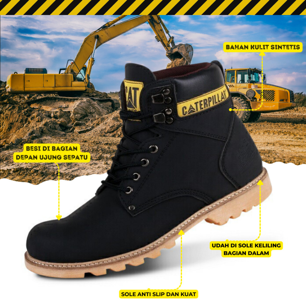 Jual Sepatu Safety Pria Boots Caterpillar Steel Toe - Sepatu Boots Pria ...