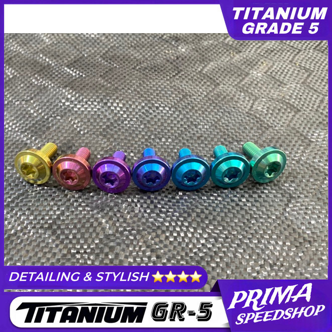 Jual Baut titanium 6x10 6x15 6x20 6x25 BIG head gr5 baut drat 10 original titanium | Shopee ...