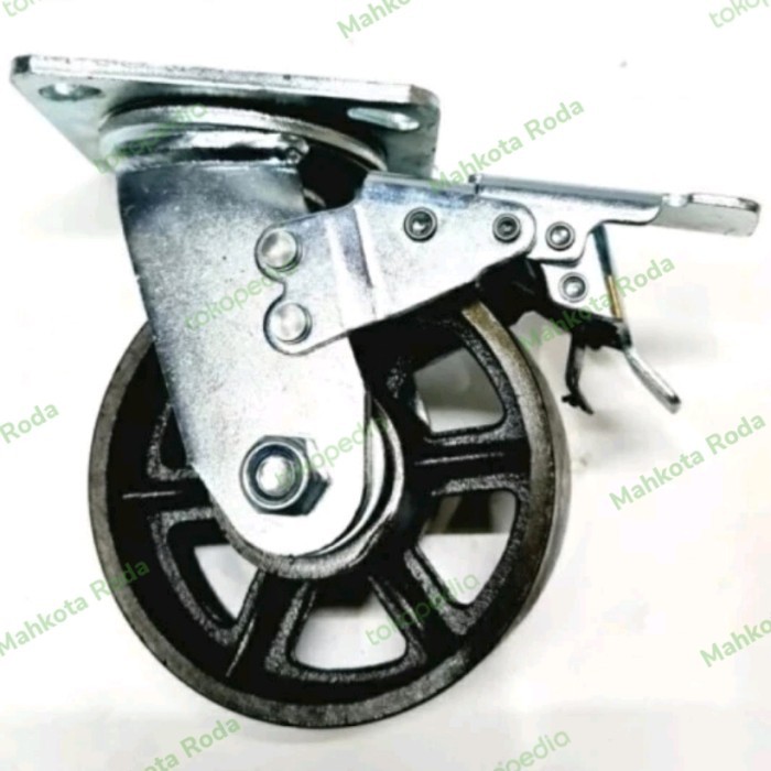 Jual Roda Besi Heavy Duty 5 inch Putar + Rem | Shopee Indonesia