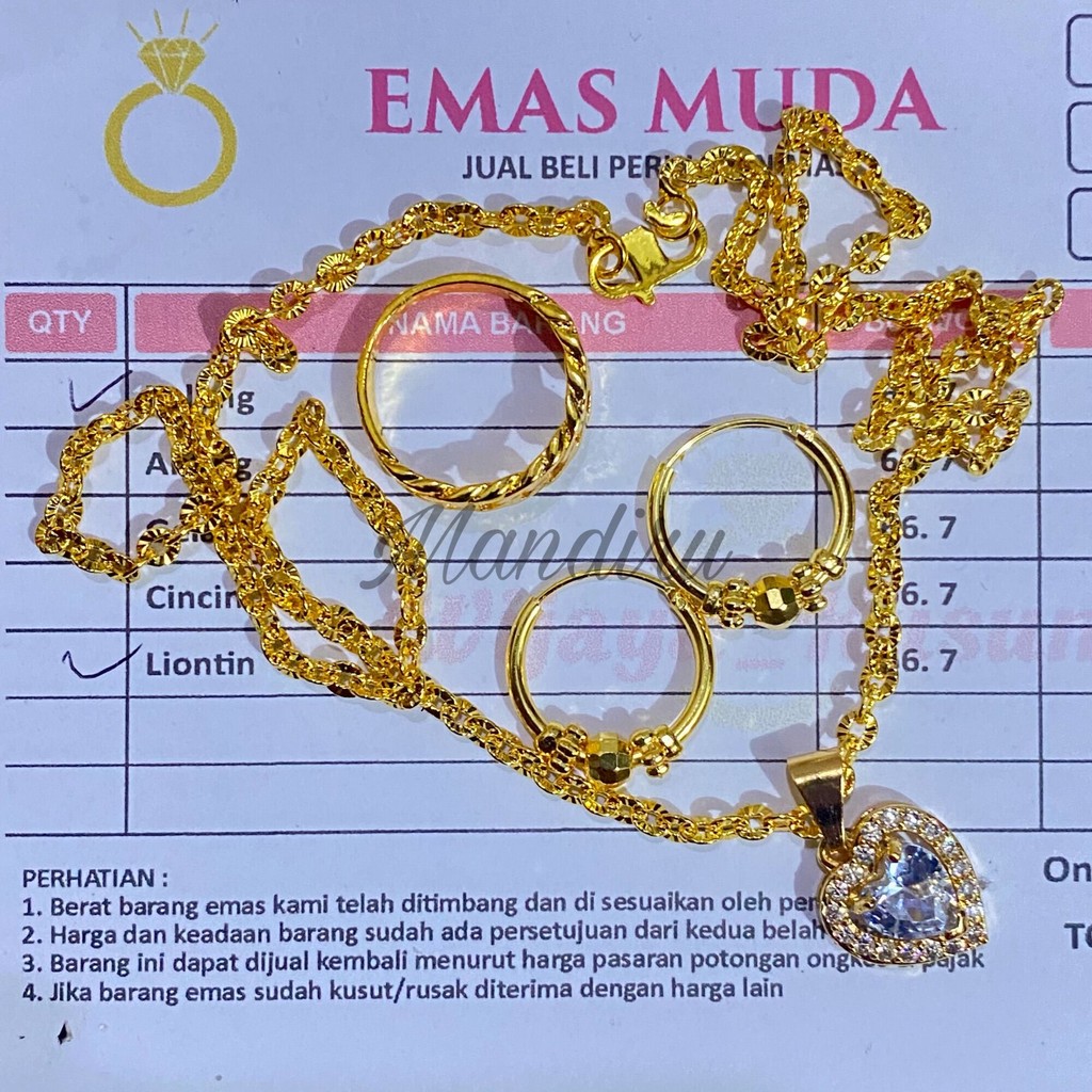 Jual Set Perhiasan Emas 24k Berat 25gram Ada Surat | Shopee Indonesia