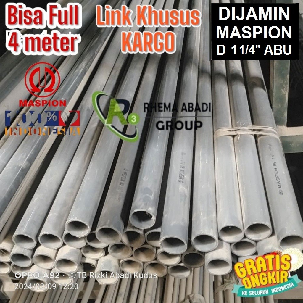 Jual Pralon Pvc Pipa Air MASPION D ABU 1 1/4" inch (42 mm) Paralon ...