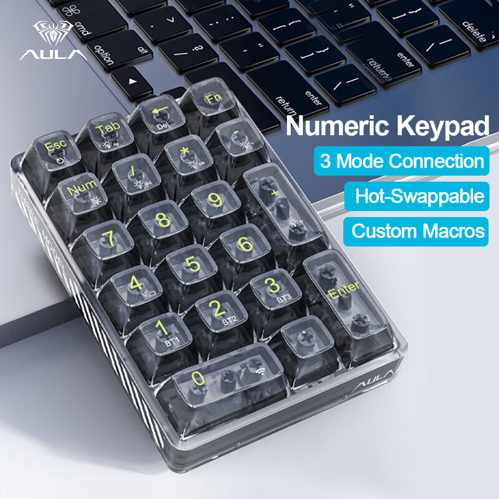 Jual AULA Wireless Numeric Keypad White Backlight Transparent Numeric ...