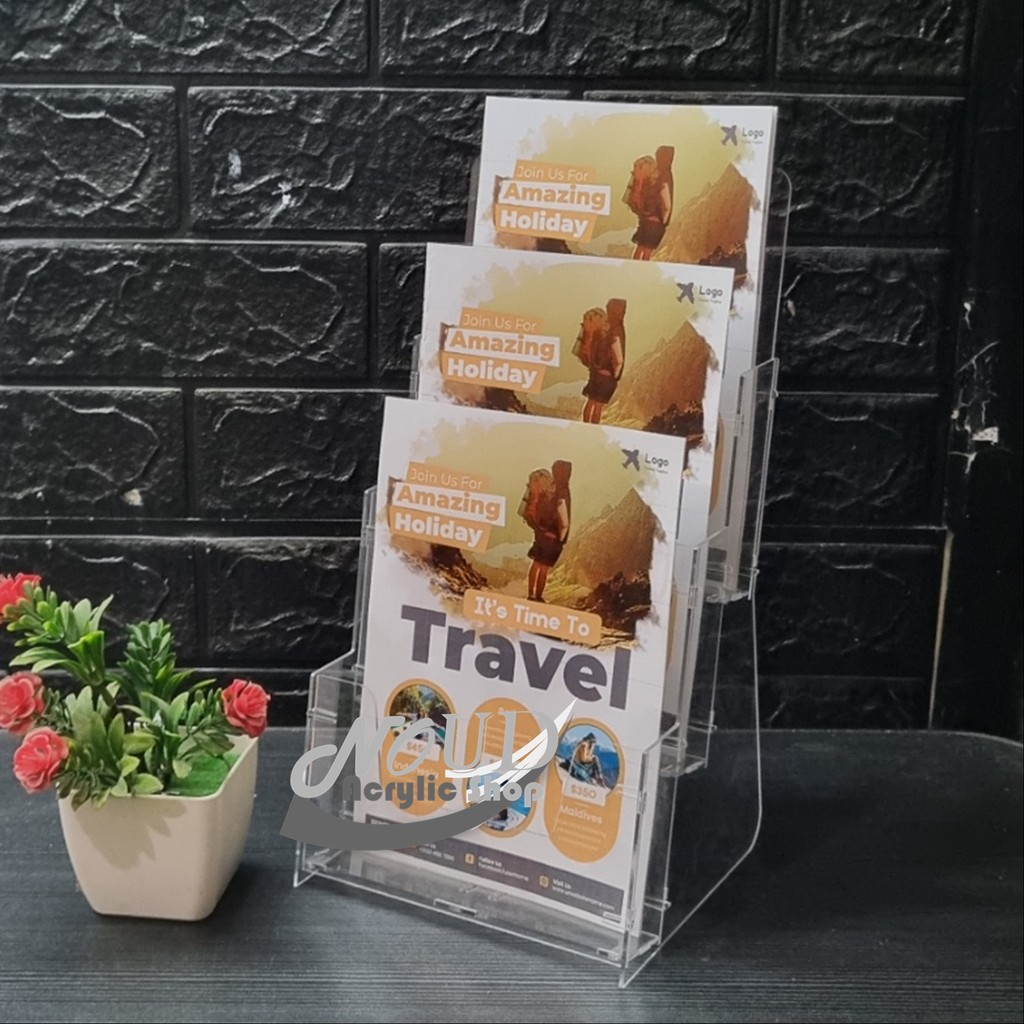Jual Tempat brosur Akrilik 3 Susun / Acrylic standing leaflet | Shopee ...