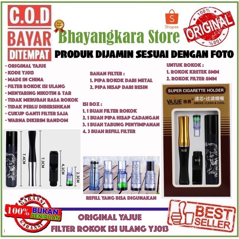 Jual ORIGINAL YAJUE YJ013 ISI ULANG PIPA SARINGAN ASAP 8MM | Shopee ...