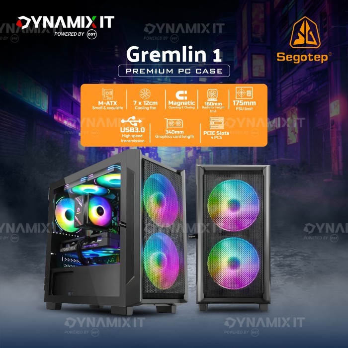Jual Segotep GREMLIN 1 Airflow Tempered Glass Micro-Tower ATX PC Case - Black | Shopee Indonesia