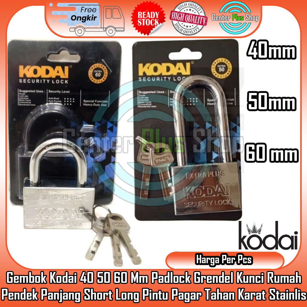 Jual Gembok Kodai 40 50 60 Mm Padlock Grendel Kunci Rumah Pendek ...