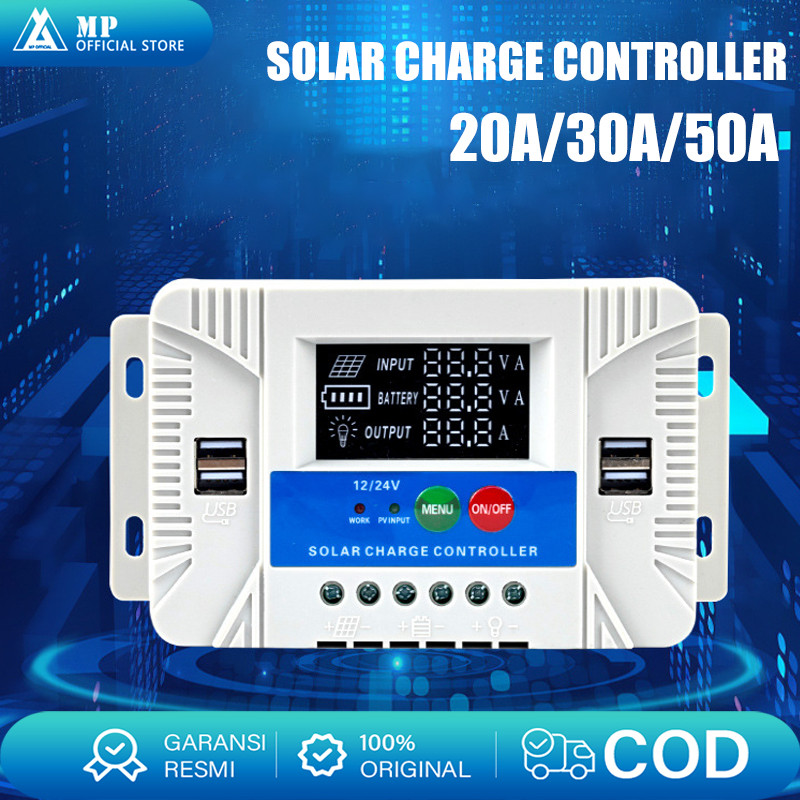 Jual 30A Solar Charge Controller 50A Cell PWM Pengisi Daya Surya 12V 24V | Shopee Indonesia