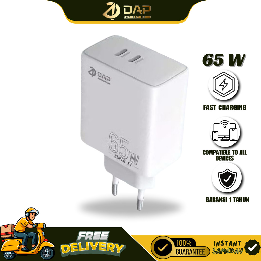 Jual DAP D-AP11 Kepala Charger PD 65 Watt ( Dual Port Type C 20 Watt ...