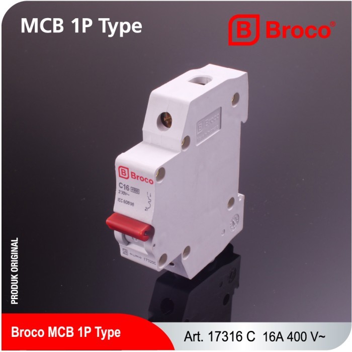 Jual Sekring Stut Mcb Broco 1P 1 Phase 16A 16 Amper 17316C (B) SNI Pemutus Arus Mini Circuit ...