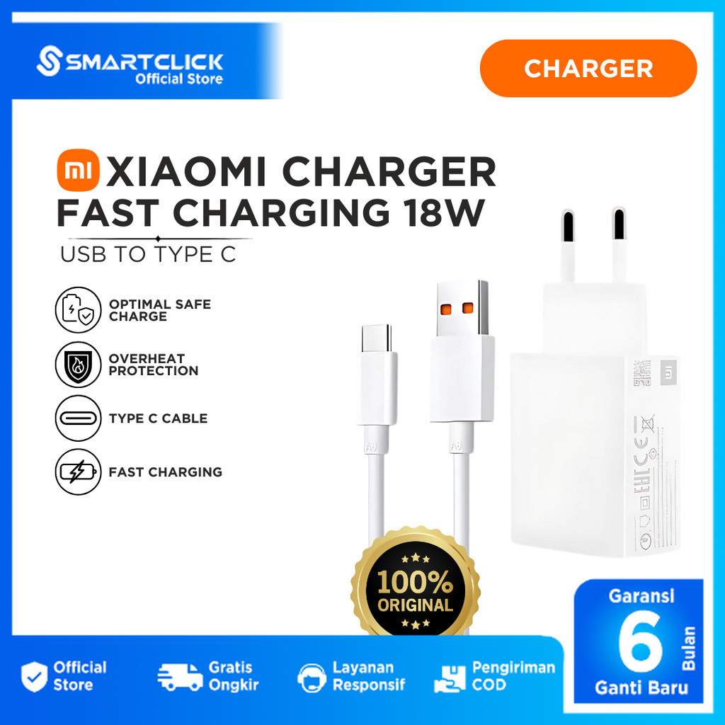 Jual Charger Redmi Fast Charging Type C Cable to USB Port Original 100% ...