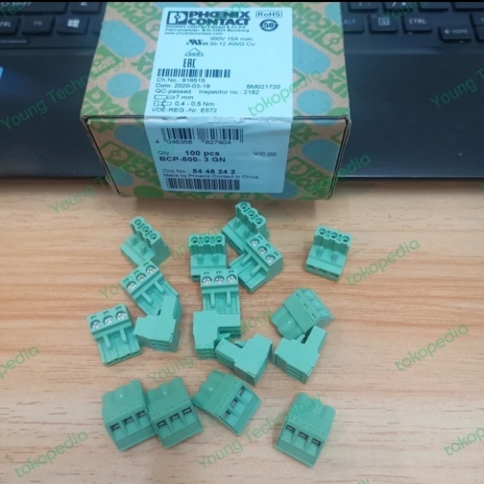 Jual TERMINAL BLOK PHOENIX 3PIN 3 PIN TERMINAL HIJAU PHOENIX SOKET ...