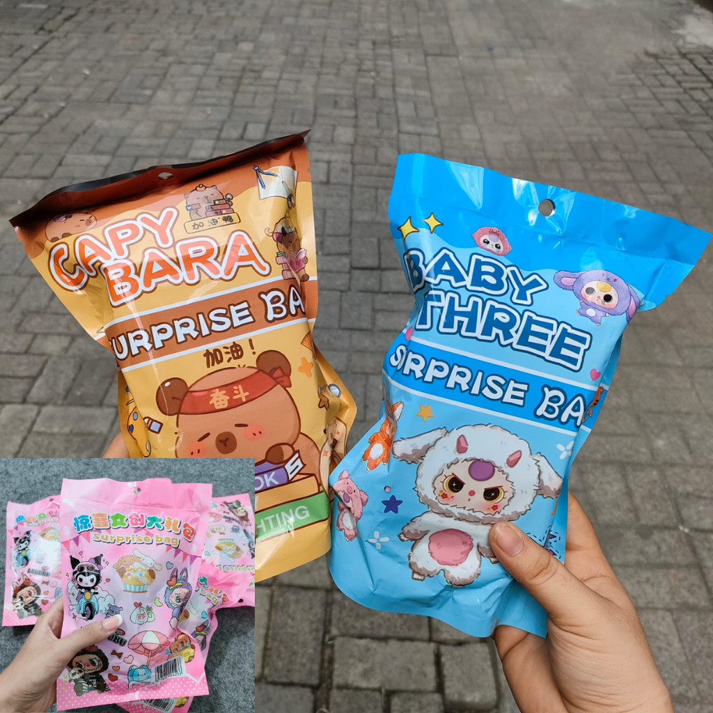 Jual CAPYBARA / BABYTHREE / LABUBU Blind Bag Lucu Barang Random Mystery ...