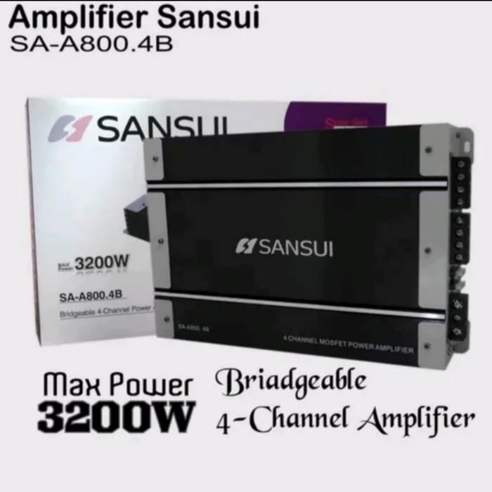 Jual Power amplifier mobil 4 channel Sansui SA - A800.4B original | Shopee Indonesia