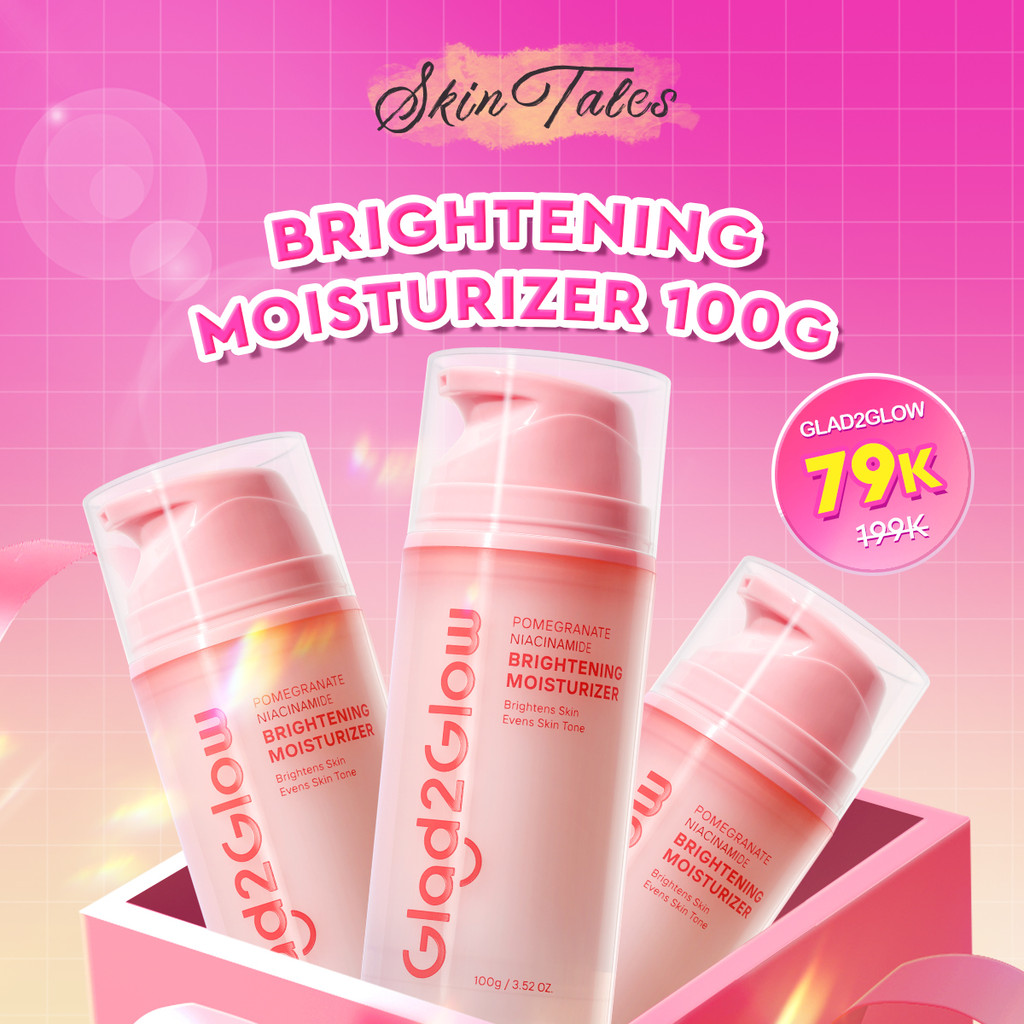 Jual [ 100%ORI ]GLAD2GLOW Big Size 100g Brightening Moisturizer Pomegranate Niacinamide Extract ...