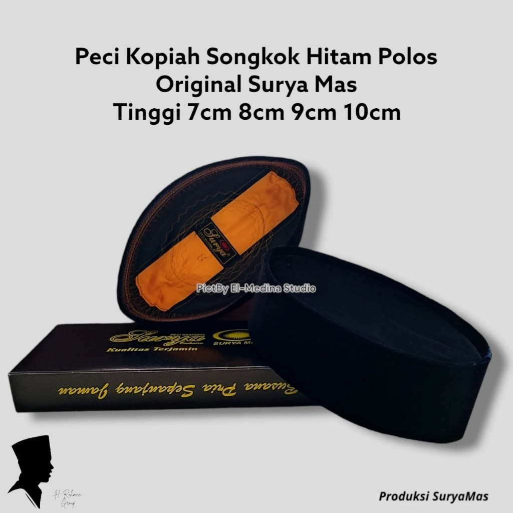 Jual Peci Kopeah Hitam Polos Surya Mas Plat Kuning Polos Std Tinggi 8cm ...