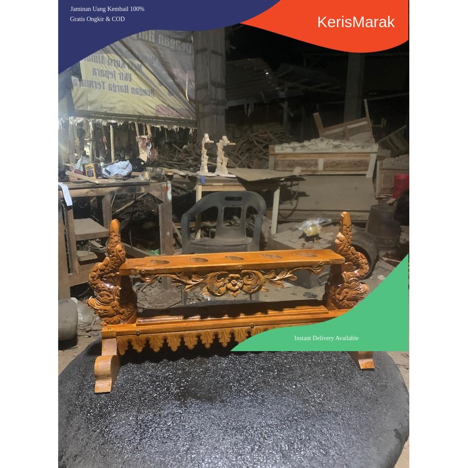 Jual jagrak keris isi 5 dari kayu jati jagrak keris patrem ori ...