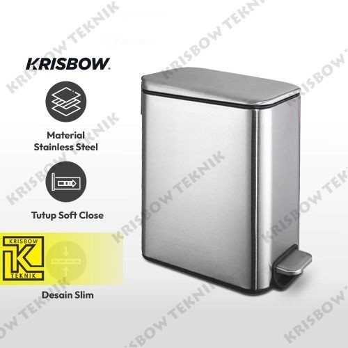 Jual Krisbow 5 Ltr Tempat Sampah Stainless Slim Soft Close | Shopee Indonesia