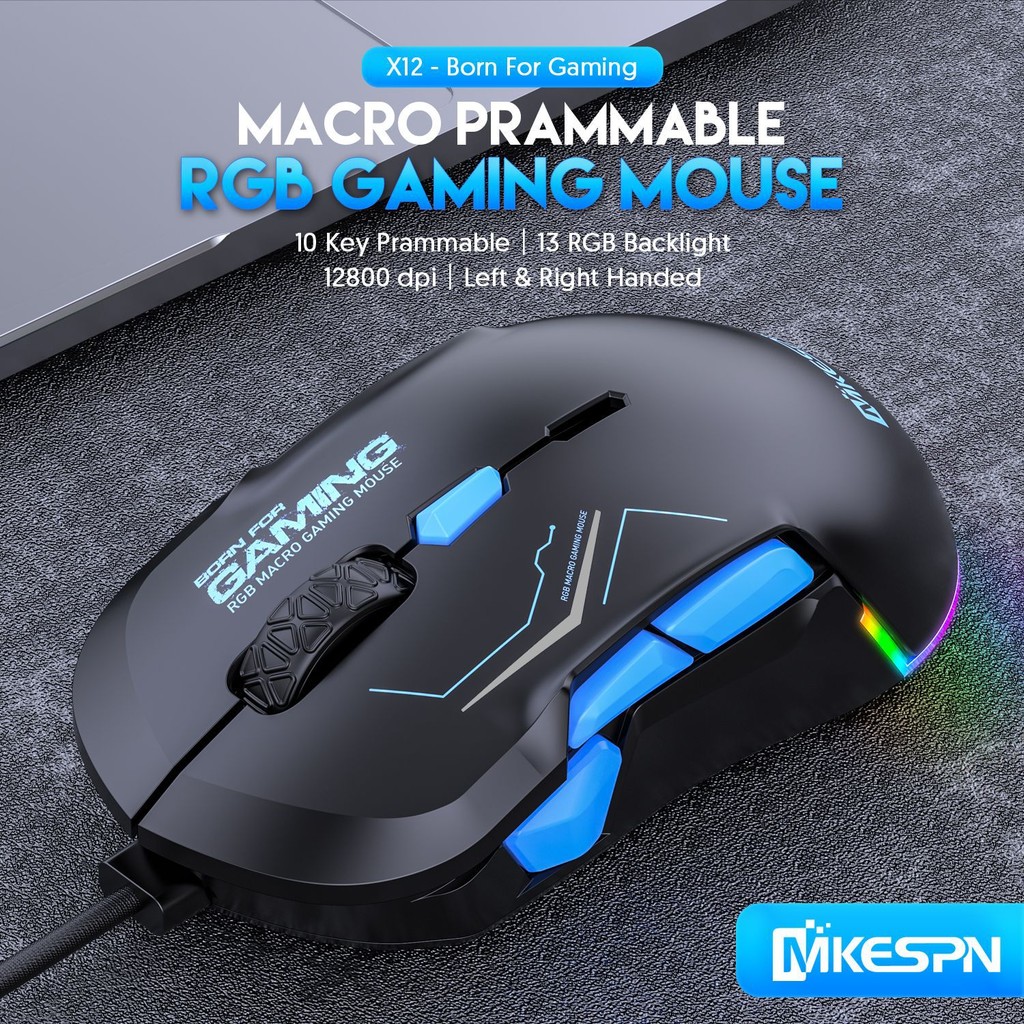 Jual Both Left and Right Hand Symmetrical Gaming Mouse with 12800 DPI ...