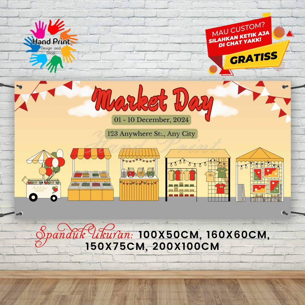 Jual Cetak Spanduk Banner Market Day Makanan Dan Fashion MMT Spanduk ...