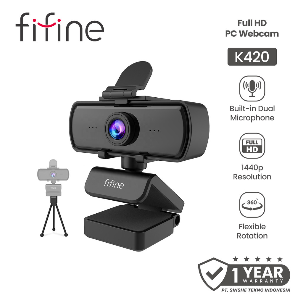 Jual Fifine K420 2K 1440P 4MP HD Webcam USB Laptop Streaming Noise Cancelling Microphone Privacy ...