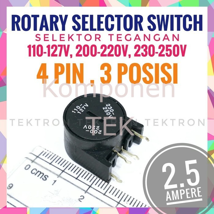 Jual Rotary Selector Switch 110-127V, 200-220V-230-250V, 4pin 3posisi ...