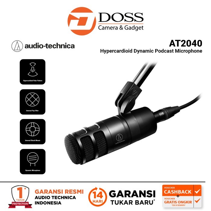 Jual Audio Technica AT2040 Podcast Microphone Hypercardioid Dynamic ...