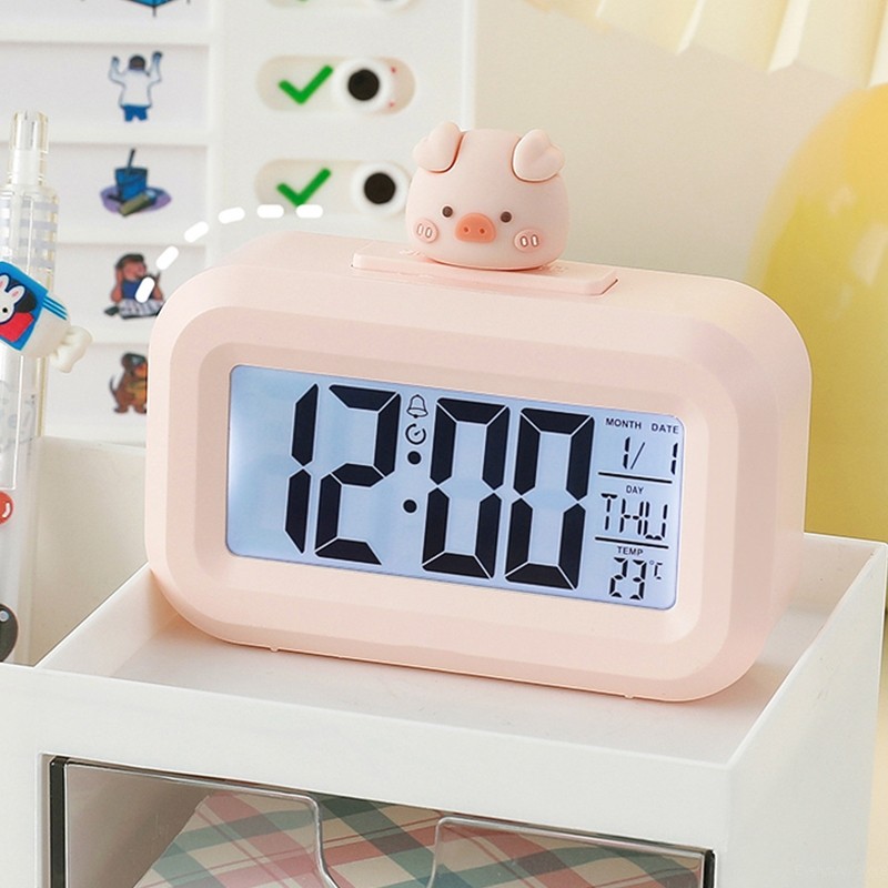 Jual Cute Cartoon Mini Digital Alarm Clock Backlight Snooze Mute ...
