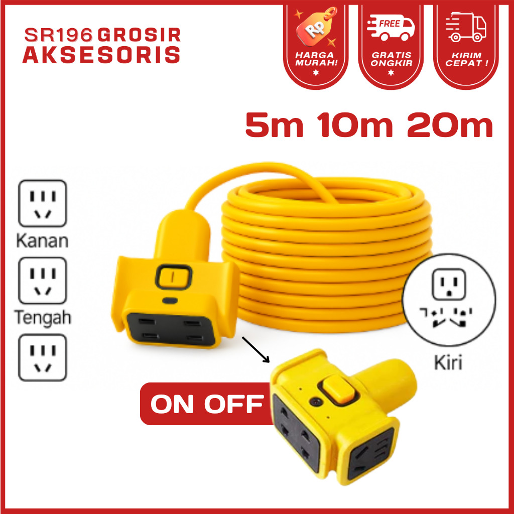 Jual Sambungan Kabel 4 Soket 5m 10m 20m Long Extension Cord Cable ...