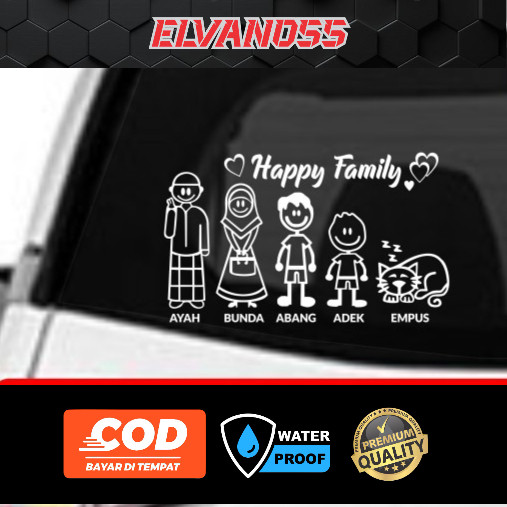 Jual Stiker Happy Family - Sticker Kaca Mobil Belakang Free Custom ...